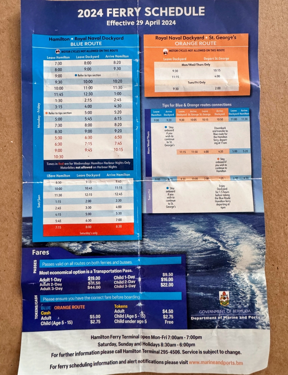 Cruise traveler's Guide to the Bermuda Bus and Ferry System - Family ...